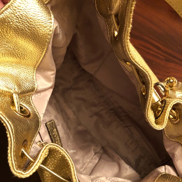 Michael Kors | Bags | Michael Kors Gold Leather Woven Tote | Poshmark